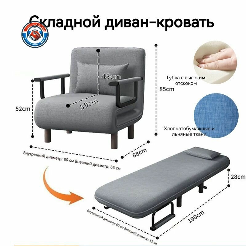 Раскладушка трансформер с регулируемой спинкой, металлический каркас, 2 размера, для сидения и сна, до 125 кг, удобная и дышащая, складная кровать для дома и дачи