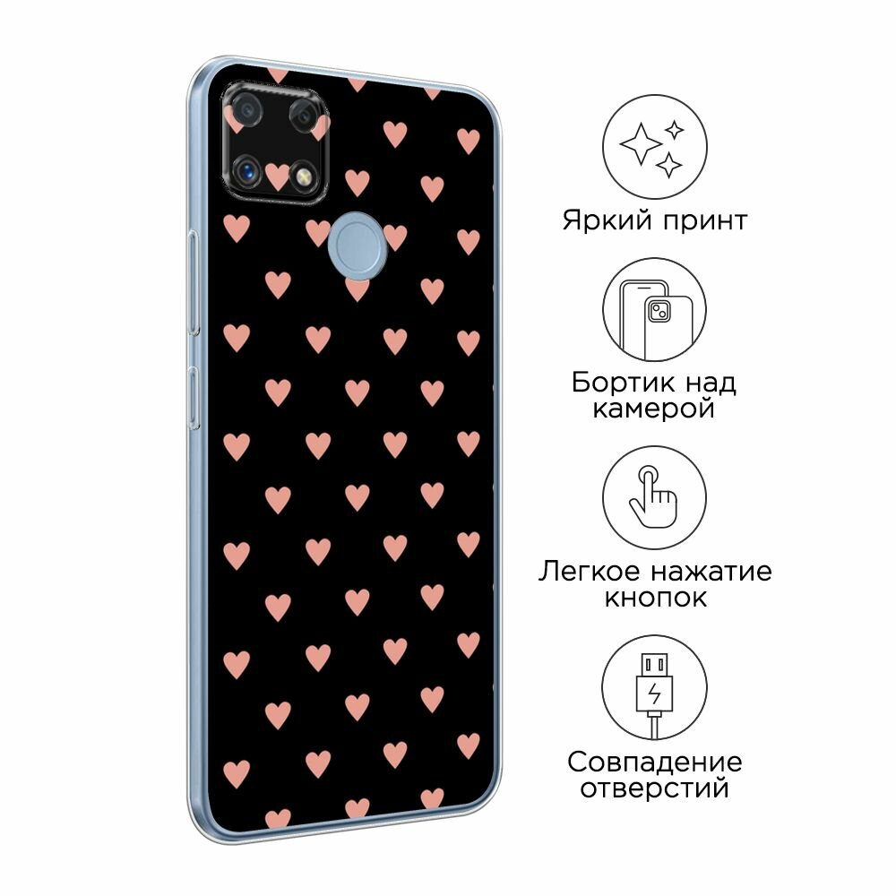Чехол на Realme C25/C25s / Реалми С25/C25s с принтом "Розовые сердечки" — фото 1