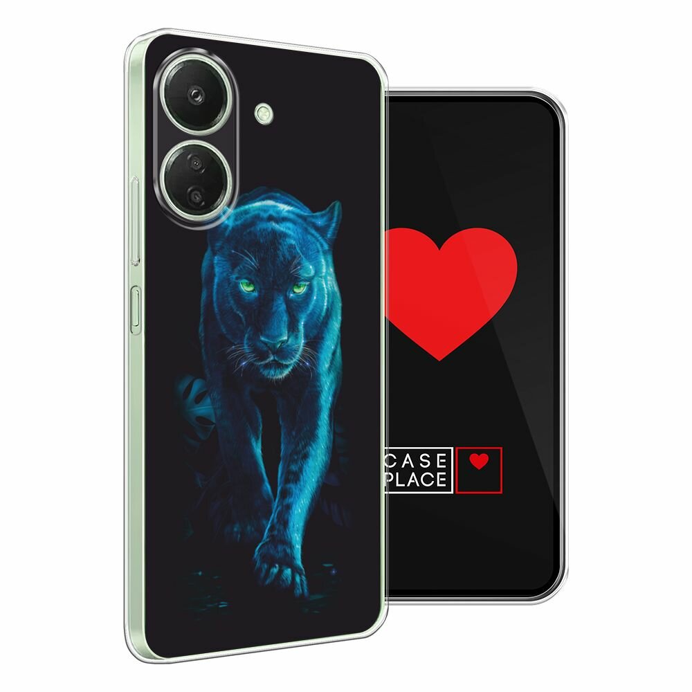 Чехол на Xiaomi Redmi 13C/Poco C65 / Сяоми Редми 13C/Поко С65 с принтом "Пантера в лунном свете" — фото 1