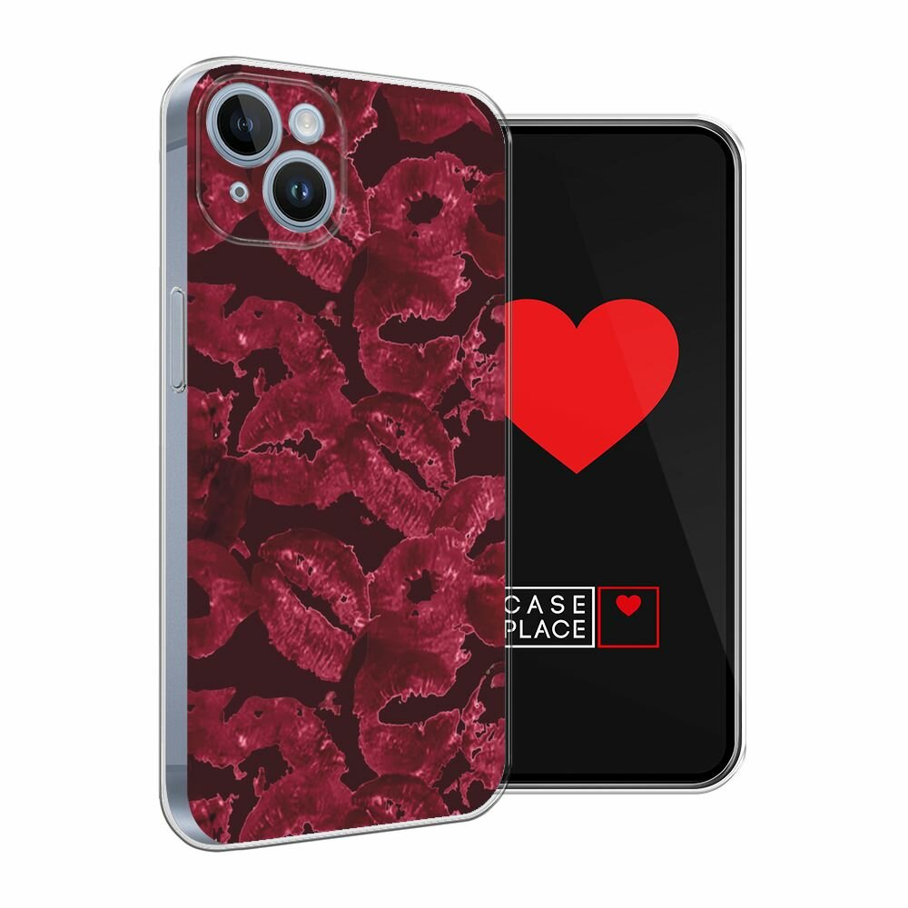 Чехол на Apple iPhone 14 / Айфон 14 с принтом Помада паттерн 1 — фото 1