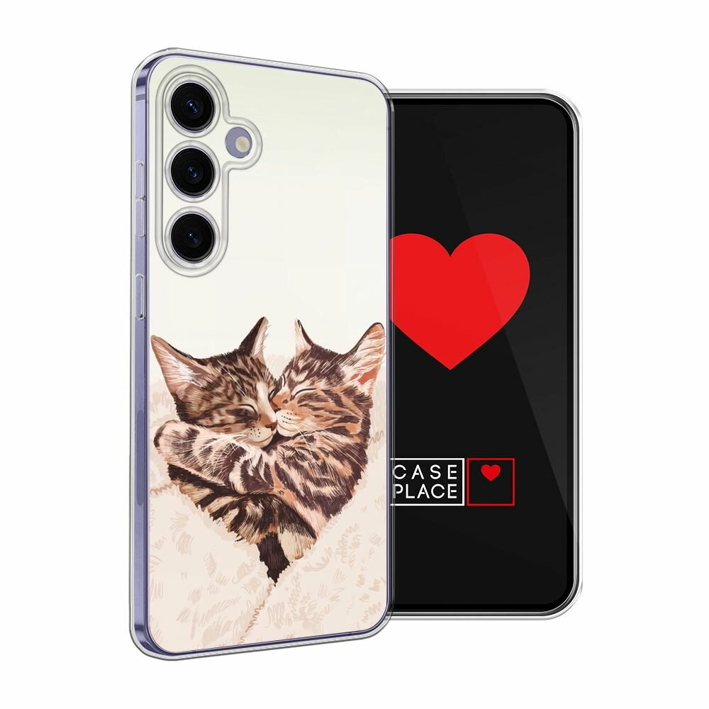 Чехол на Samsung Galaxy S24 Plus / Самсунг S24 Plus с принтом "Влюбленные котейки - 14 февраля" — фото 1
