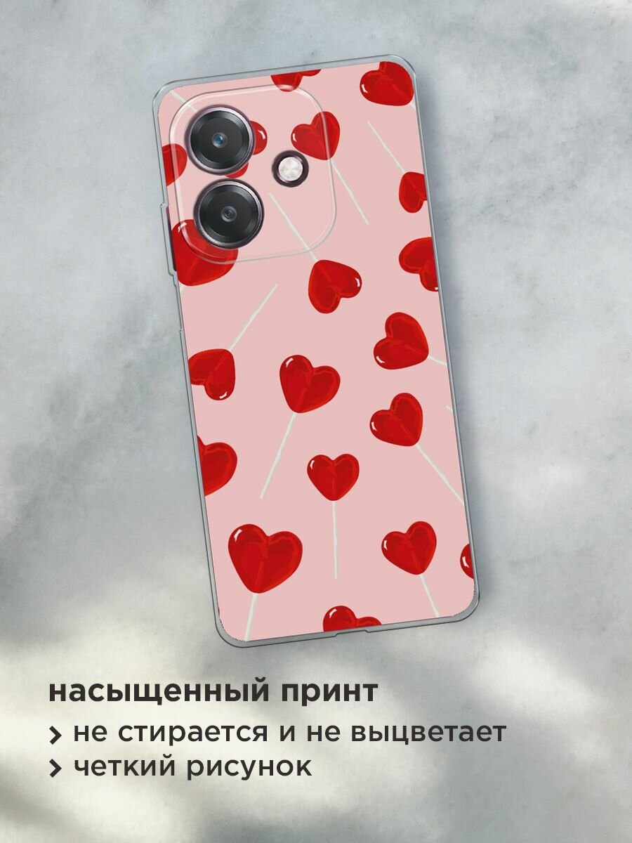 Чехол на Oppo A3/A3x / Оппо А3/A3x с принтом "Сердечки-леденцы 1 - 14 февраля" — фото 1