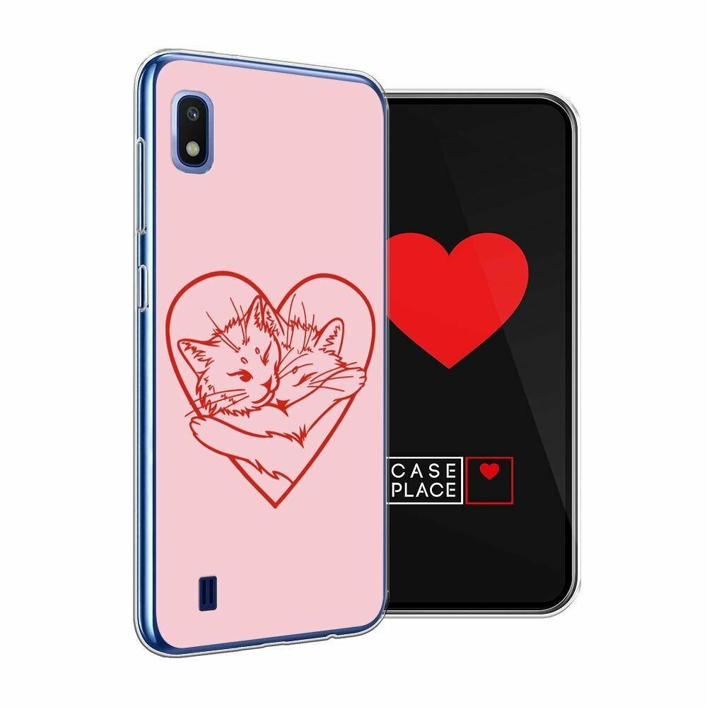 Чехол на Samsung Galaxy A10 / Самсунг Галакси А10 с принтом "Влюблённые котики рисунок 1 - 14 февраля" — фото 1