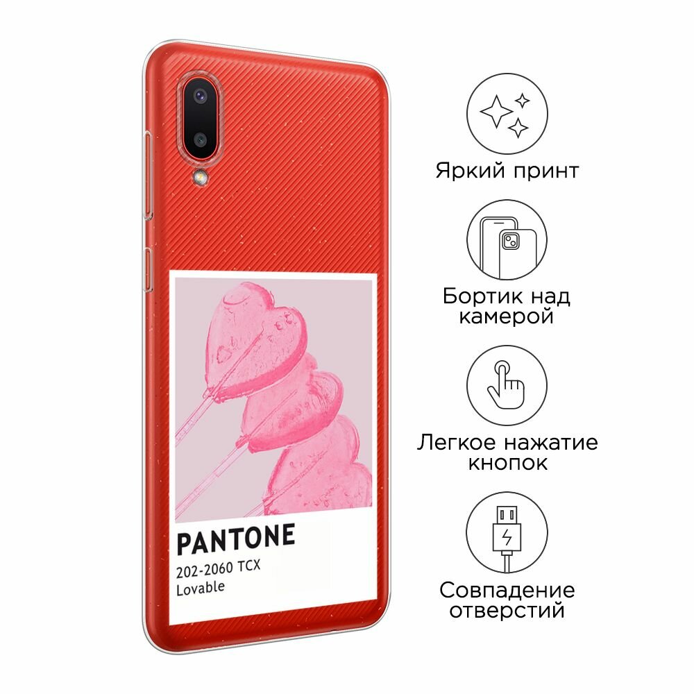 Чехол на Samsung Galaxy A02 / Самсунг Галакси А02 с принтом "Pantone Lovable 2 - 14 февраля", прозрачный — фото 1