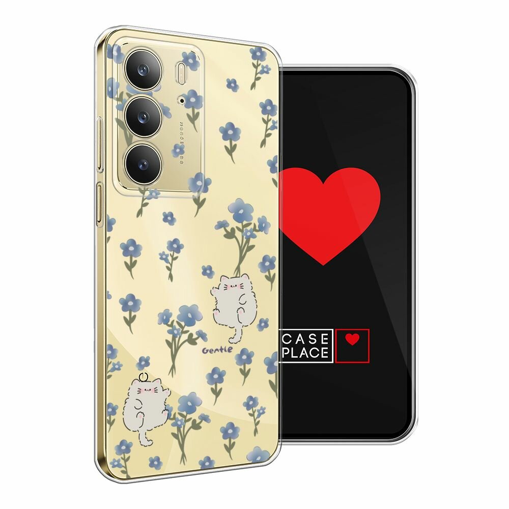 Чехол на Realme C75 4G / Реалми C75 4G с принтом "Gentle cats", прозрачный — фото 1