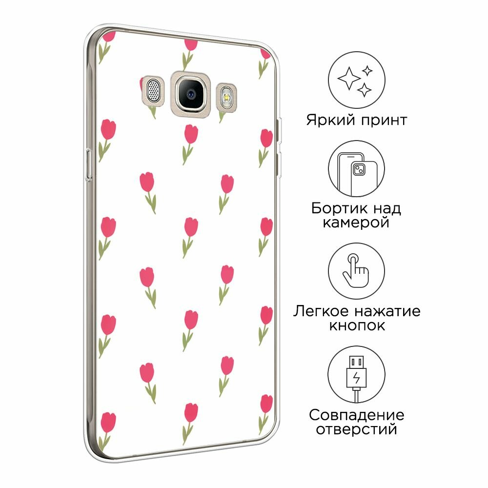Чехол на Samsung Galaxy J7 2016 / Самсунг Галакси Джей 7 2016 с принтом Паттерн из тюльпанов 1 — фото 1