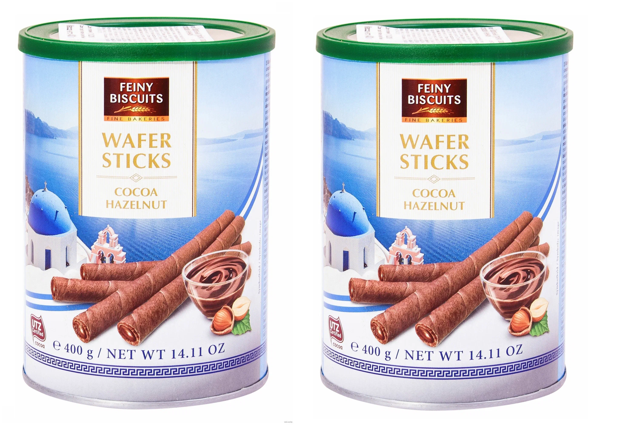 Вафельные трубочки с начинкой из какао-крема и фундука, 400 г Feiny Biscuits, 2 банки