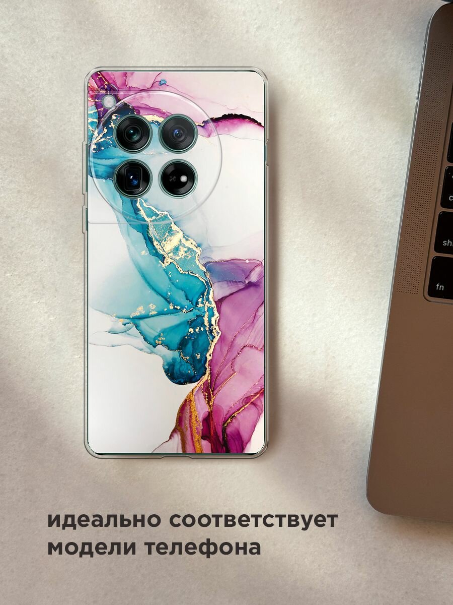 Чехол на OnePlus 12 / Ван Плас 12 с принтом "Розовые разводы рисунок" — фото 1