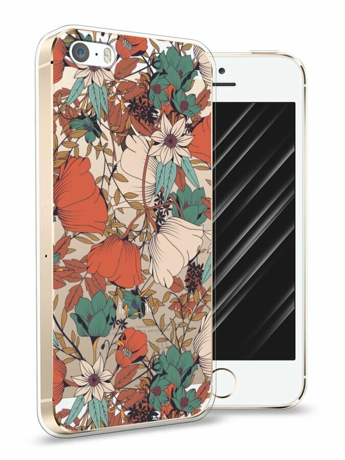 Чехол на Apple iPhone 5/5S/SE / Айфон 5/5S/SE с принтом Несобранный букет, прозрачный