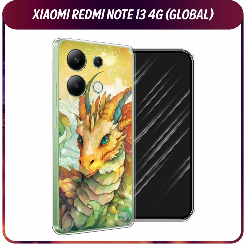 Чехол на Xiaomi Redmi Note 13 4G (Global) / Сяоми Редми Нот 13 4G с принтом Жёлтый дракон рисунок