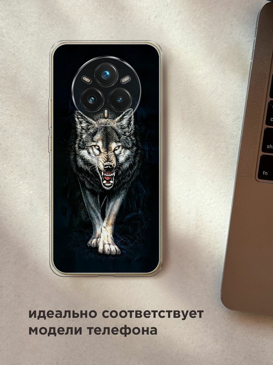 Чехол на Realme 14 Pro+ / Реалми 14 Про+ с принтом "Злобный волк из ночи" — фото 1