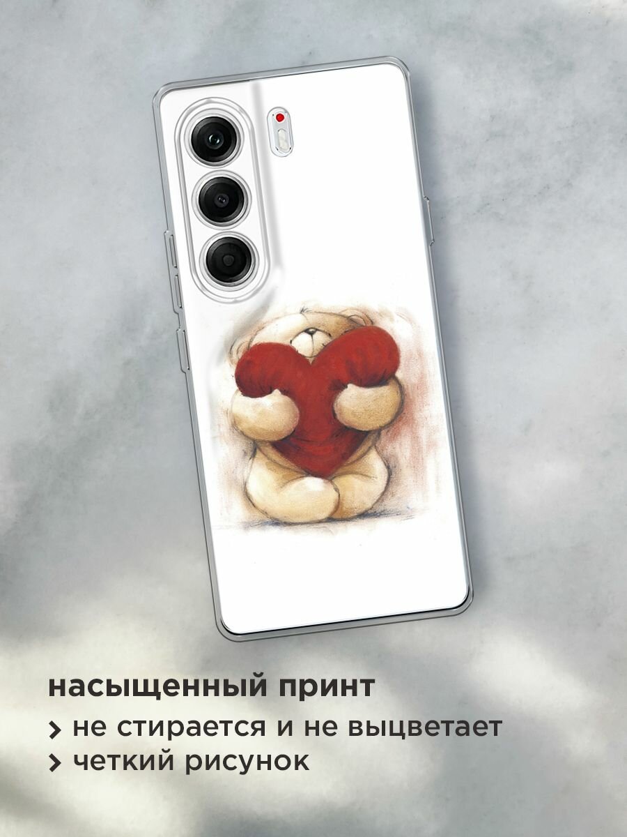 Чехол на Tecno Camon 40 Pro 5G / Текно Камон 40 Про 5G с принтом "Мишка с сердцем 1" — фото 1