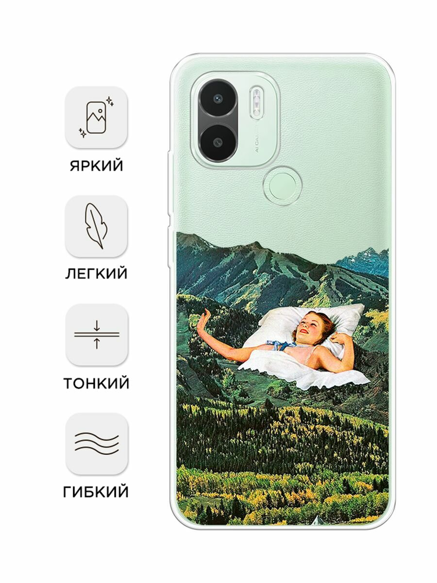Чехол на Xiaomi Redmi A1+/Redmi A2+/Poco C51/C50 / Редми A1+ с принтом Good morning, my darling, прозрачный — фото 1