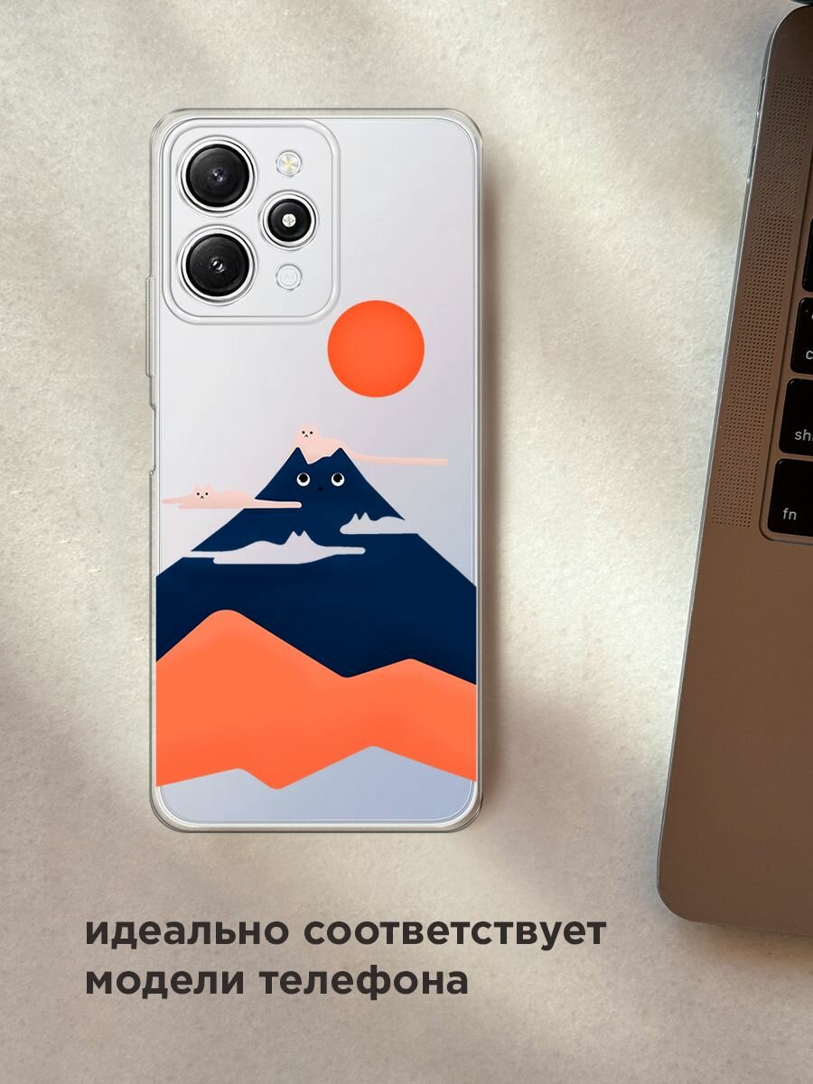 Чехол на Xiaomi Redmi 12 / Сяоми Редми 12 с принтом "Кот-гора", прозрачный — фото 1