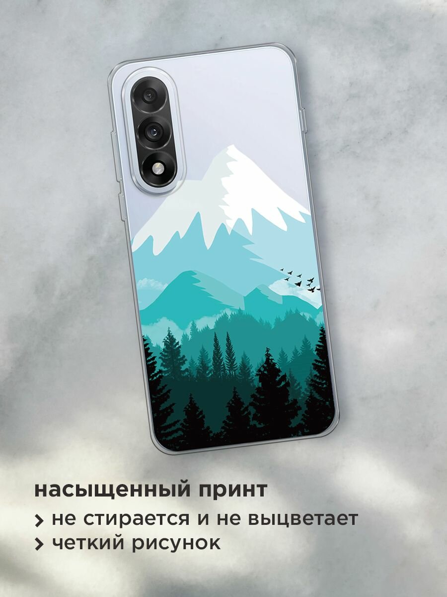 Чехол на OnePlus Nord 5 / Ван Плас Норд 5 с принтом "Синяя снежная гора", прозрачный — фото 1
