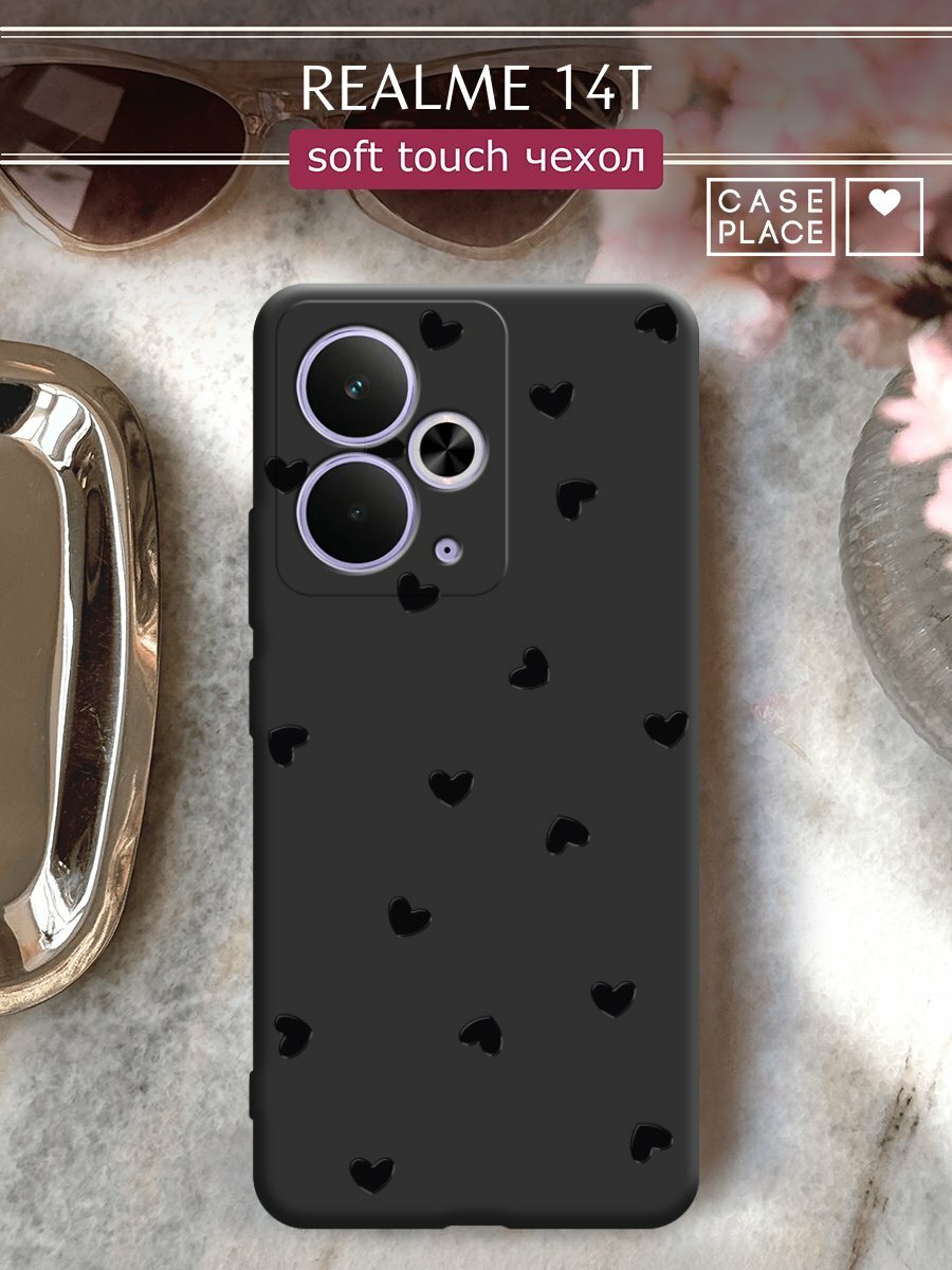 Чехол на Realme 14T / Реалми 14Т с принтом "Россыпь сердечек"