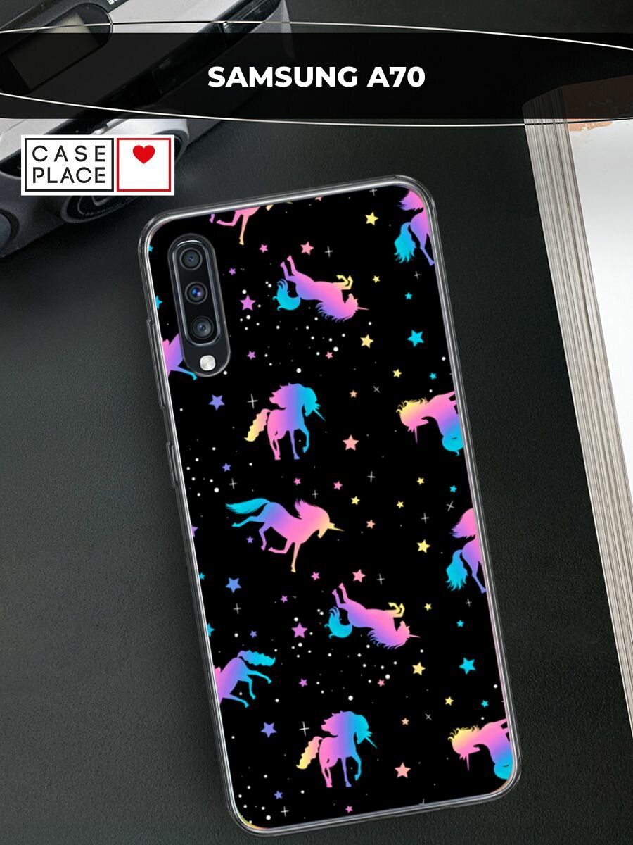 Чехол на Samsung Galaxy A70 / Самсунг Галакси А70 с принтом "Единороги градиент"