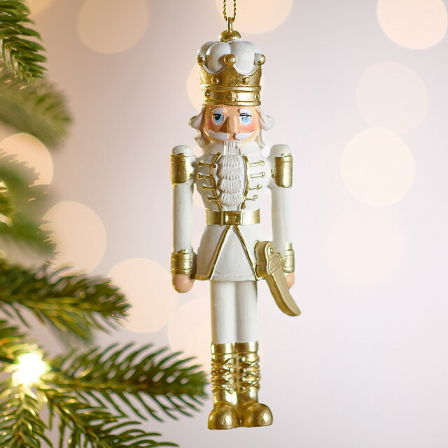 Елочная игрушка Щелкунчик из Страны Сладостей 13 см, белый, Winter Deco, 1001054