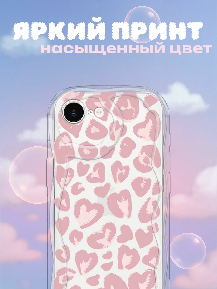 Чехол на iPhone 16e / Айфон 16е/17e с принтом Розовые леопардовые сердца — фото 1