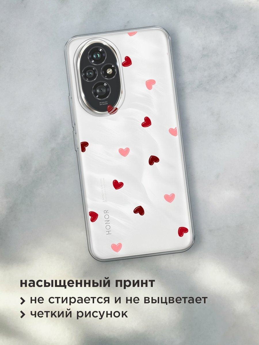 Чехол на Honor 200 / Хонор 200 с принтом "Бордовые сердечки 2" — фото 1