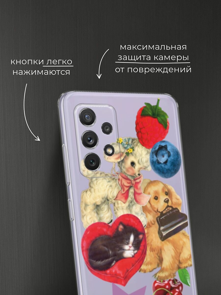 Чехол на Samsung Galaxy A73 / Самсунг Галакси А73 с принтом "Милые стикеры", прозрачный — фото 1