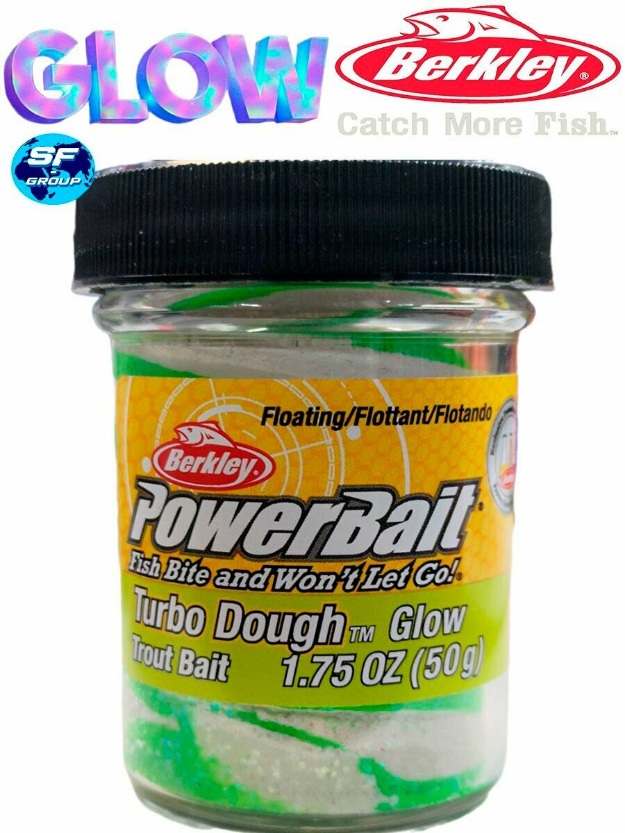 Паста Berkley PowerBait Turbo Dough Trout Bait Glow/Grn/White 50g
