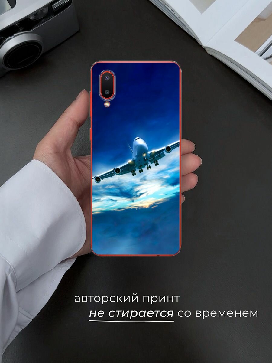 Чехол на Samsung Galaxy A02 / Самсунг Галакси А02 с принтом "Самолет в небе" — фото 1