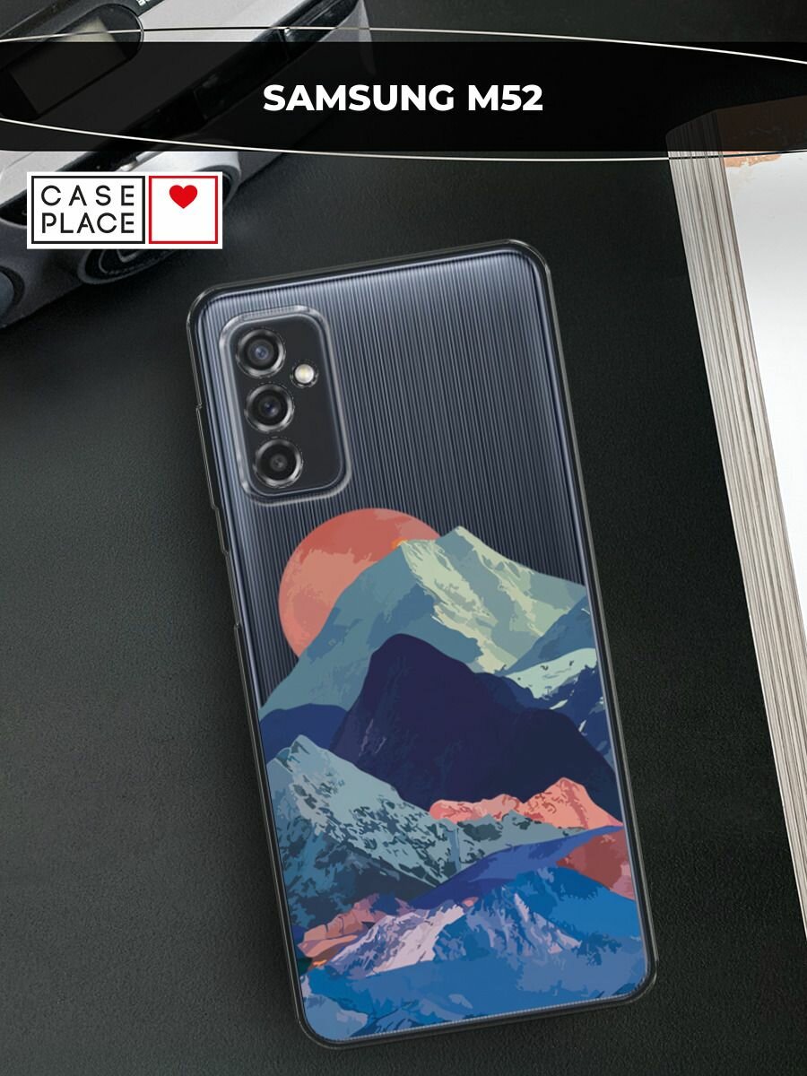 Чехол на Samsung Galaxy M52 / Самсунг Галакси M52 с принтом "Закат в снежных горах", прозрачный