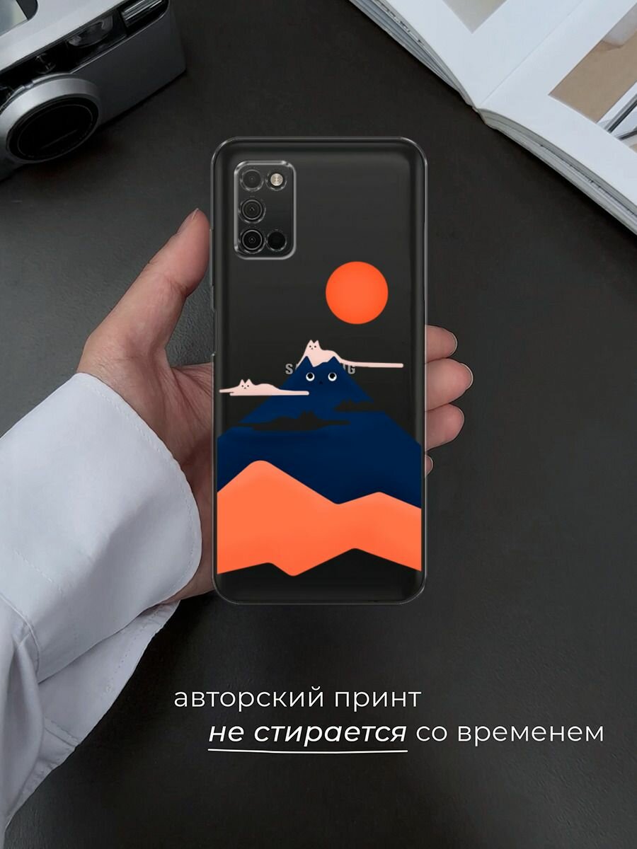 Чехол на Samsung Galaxy A03S / Самсунг Галакси A03S с принтом "Кот-гора", прозрачный — фото 1