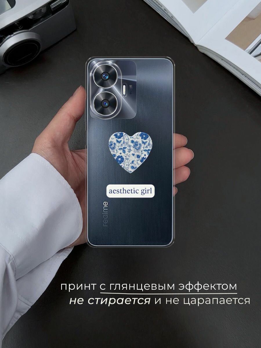 Силиконовый чехол на Realme C55 / Реалми C55 с принтом "Aesthetic girl" — фото 1