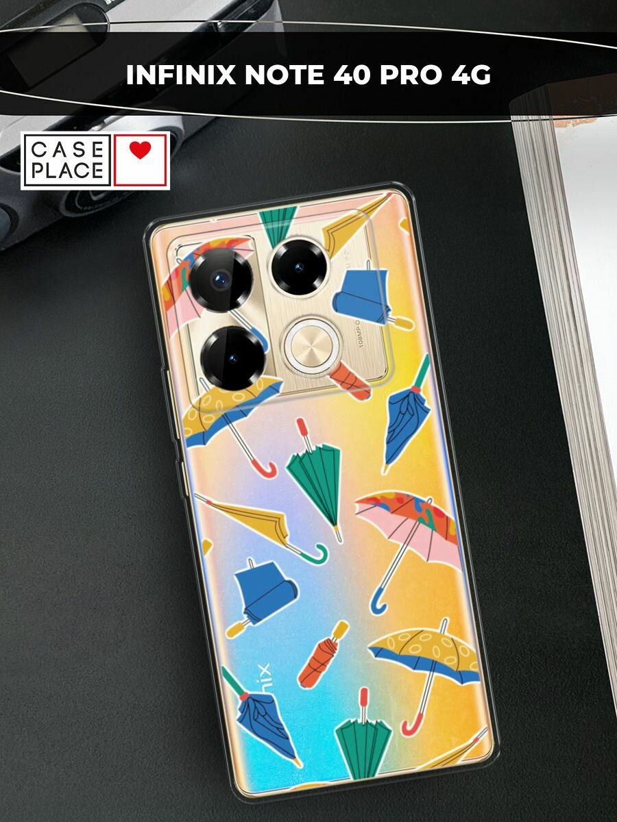Чехол на Infinix Note 40 Pro / Инфиникс Нот 40 Про с принтом "Зонты паттерн", прозрачный