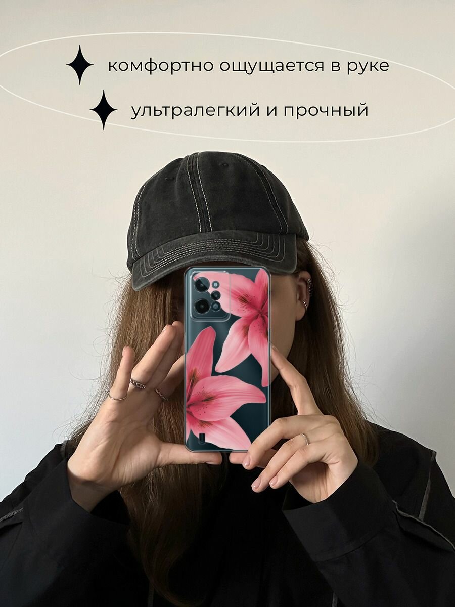 Силиконовый чехол на Realme C31 / Реалми C31 с принтом "Pink flower" — фото 1