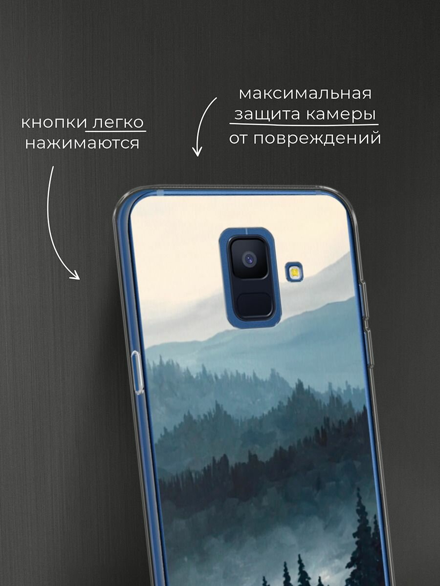 Чехол на Samsung Galaxy A6 / Самсунг Галакси А6 с принтом "Туманные горы" — фото 1