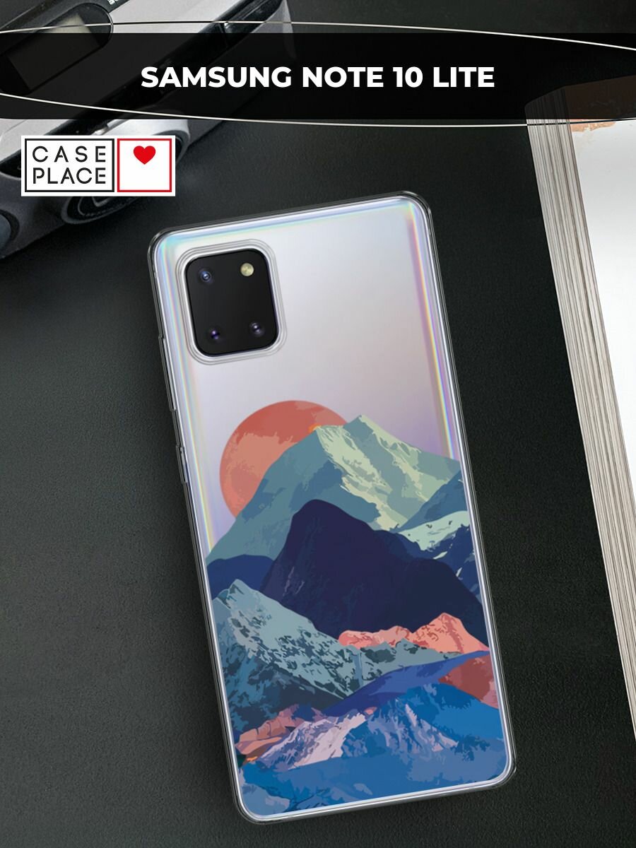 Чехол на Samsung Galaxy Note 10 Lite / Самсунг Гэлакси Нот 10 Лайт с принтом "Закат в снежных горах", прозрачный
