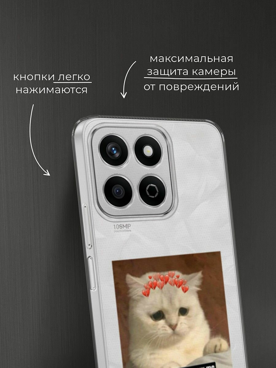 Чехол на Honor X7c / Хонор X7c с принтом "Грустный котик" — фото 1