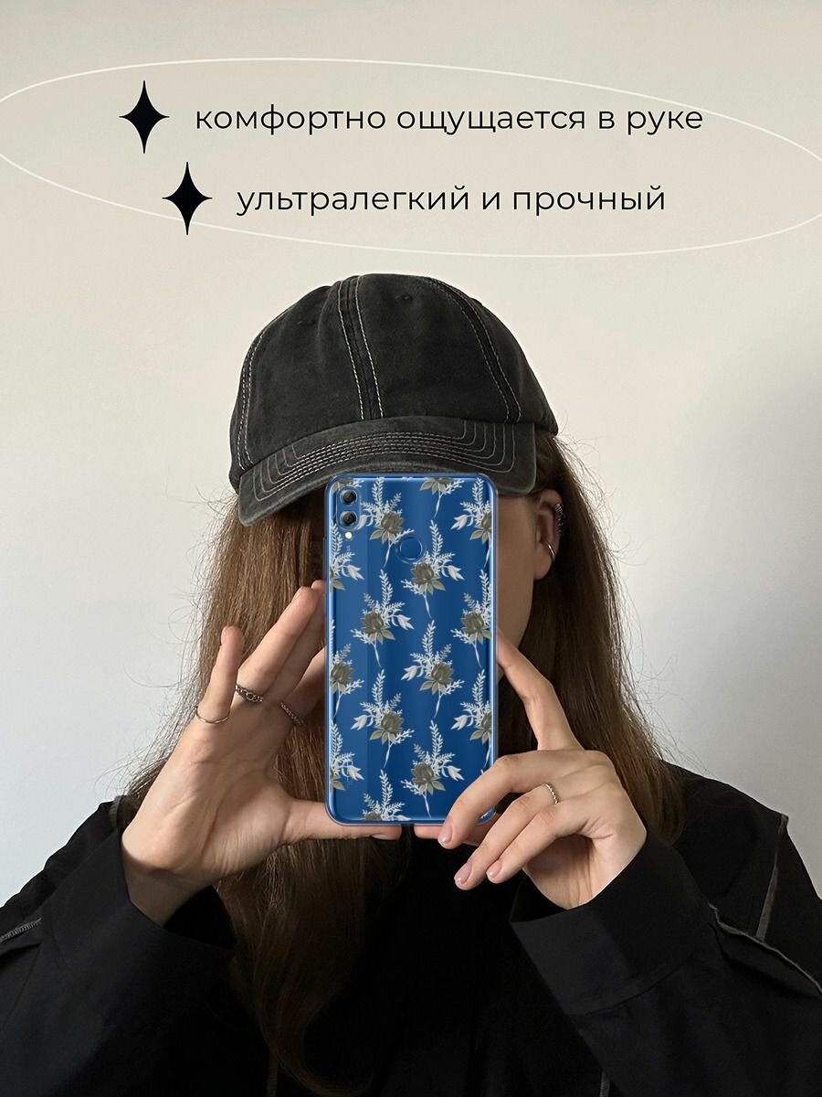 Чехол на Honor 8X / Хонор 8Х с принтом "Паттерн цветы сепия" — фото 1