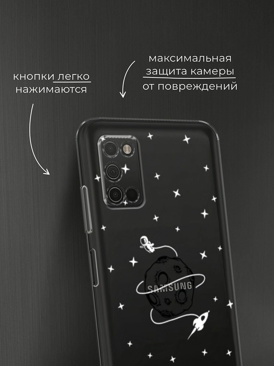 Чехол на Samsung Galaxy A03S / Самсунг Галакси A03S с принтом "Полет вокруг луны", прозрачный — фото 1