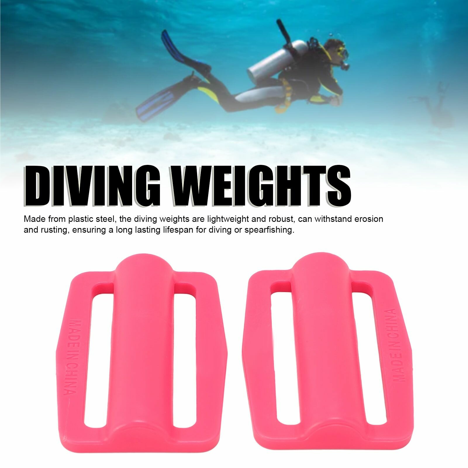 2 шт. грузила для дайвинга с гладкой отделкой, устойчивые к эрозии пластиковые стальные дайвинг-ремни с быстросъемной пряжкой для подводного плавания, подводной охоты, розового цвета
