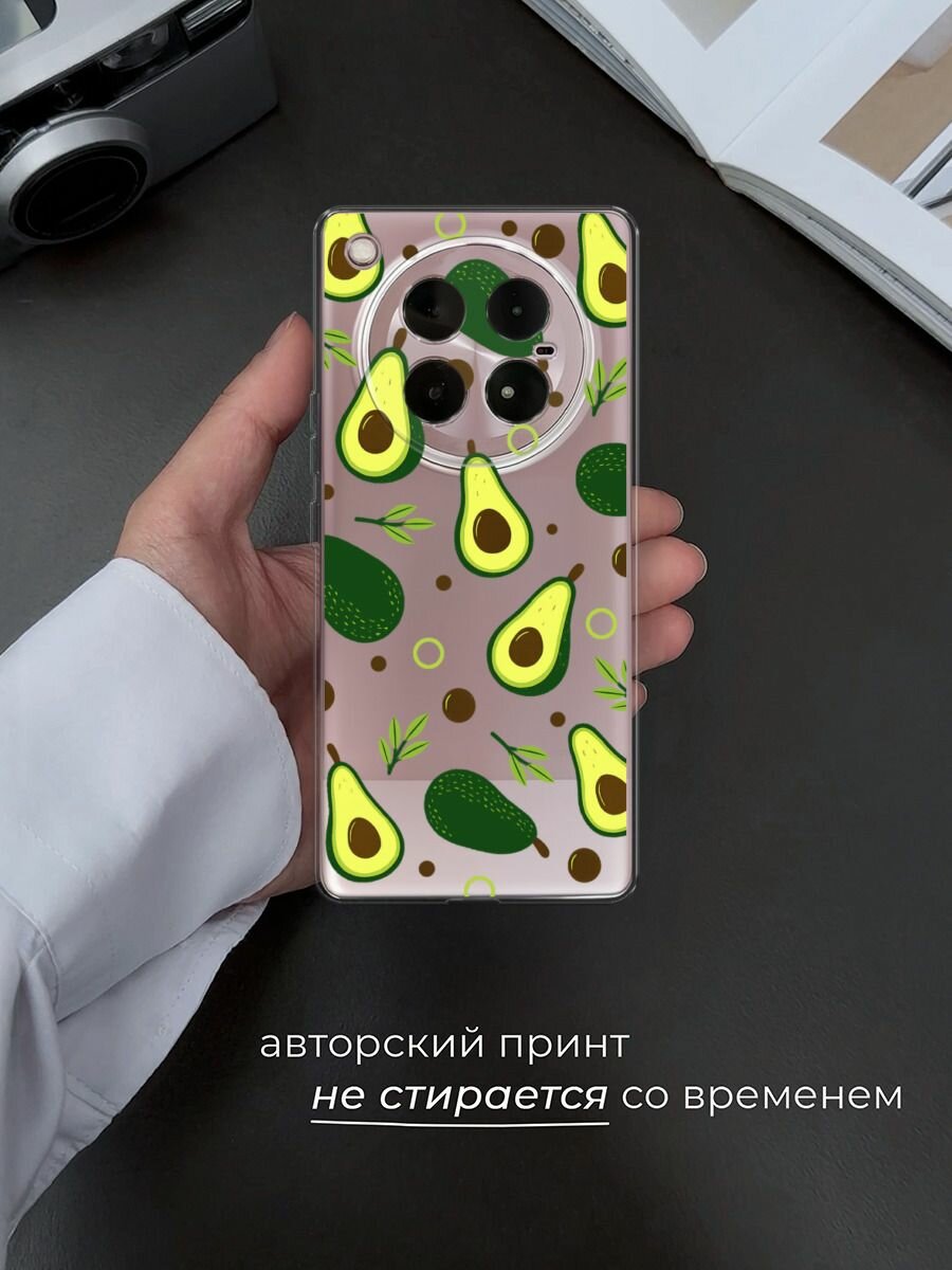 Чехол на Infinix Zero 40 4G / Инфиникс Зеро 40 4G с принтом "Авокадо паттерн", прозрачный — фото 1