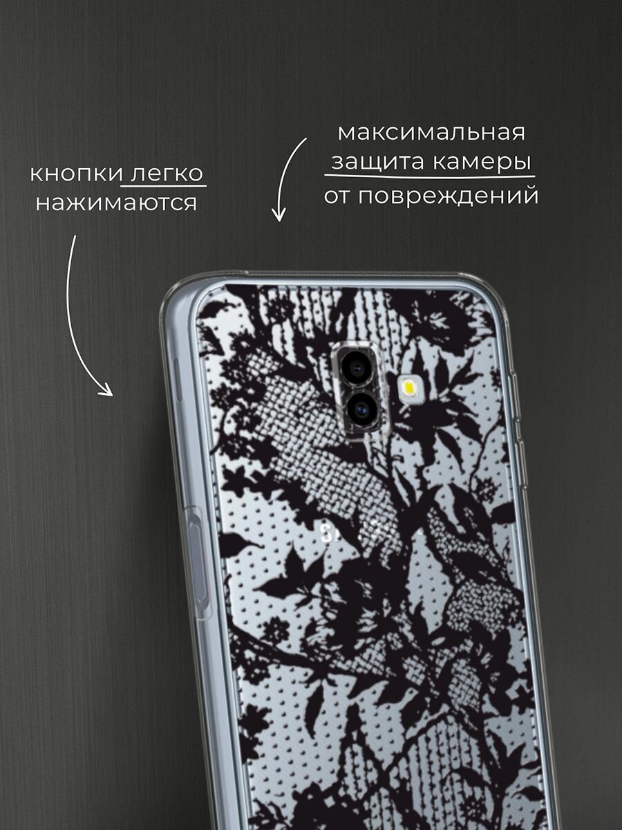 Чехол на Samsung Galaxy J6 + / Самсунг Галакси J6 Плюс 2018 с принтом "Черная сетка" — фото 1