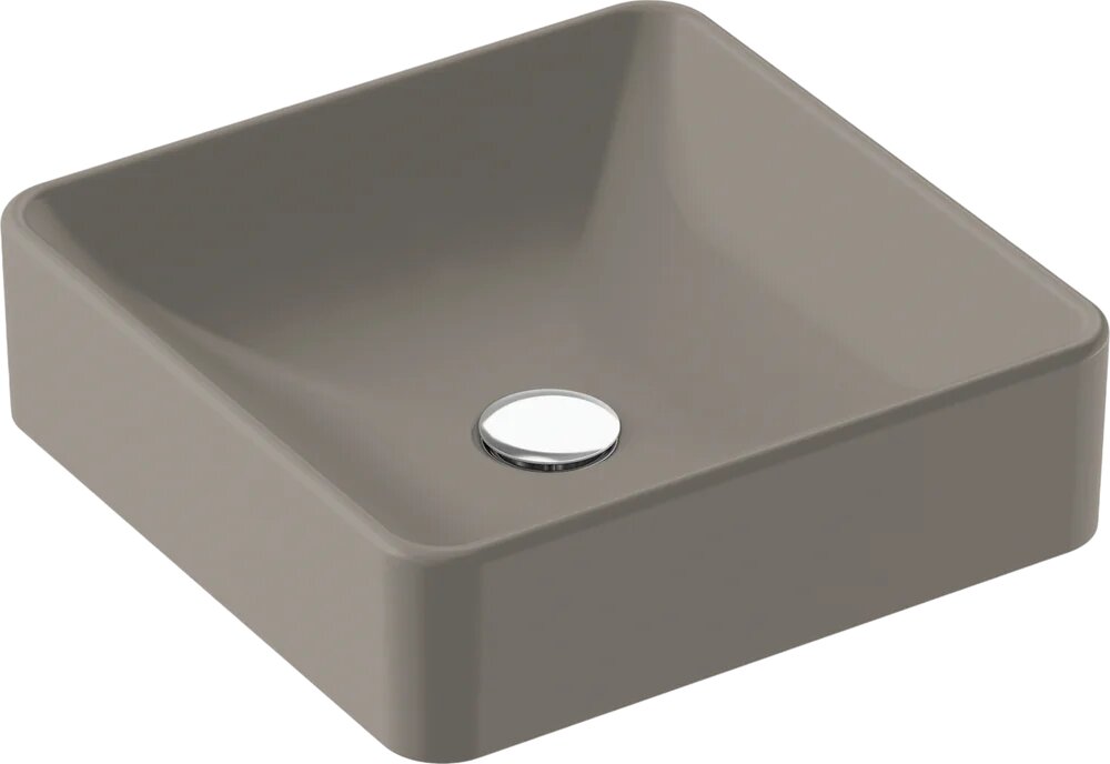 Накладная раковина Jacob Delafon Vox 40 фарфоровая, без отверстия под смеситель, со сливом-переливом, раковина для ванной, 40 см, квадратная, серая