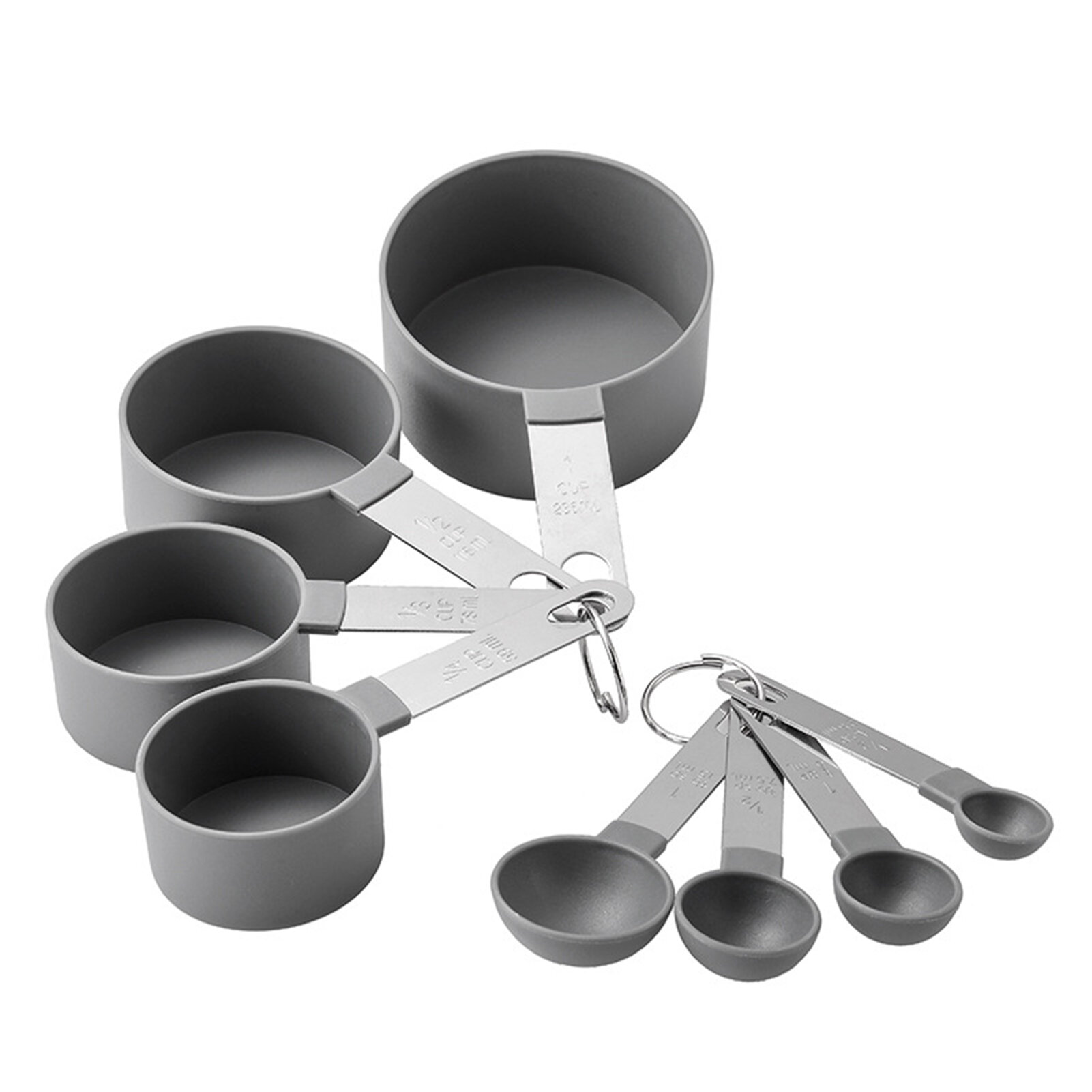 8PCS Набор Измерительных Ложек и Горшков для Сухих и Жидких Ингредиентов, Пекарские Инструменты, Из Нержавеющей Стали, Термостойкий Набор Кухонной посуды, Кухонные Устройства, Цвет: Зеленый; Розовый; Черный; Серый(Выбор), Материал: PP, Нержавеющая Сталь