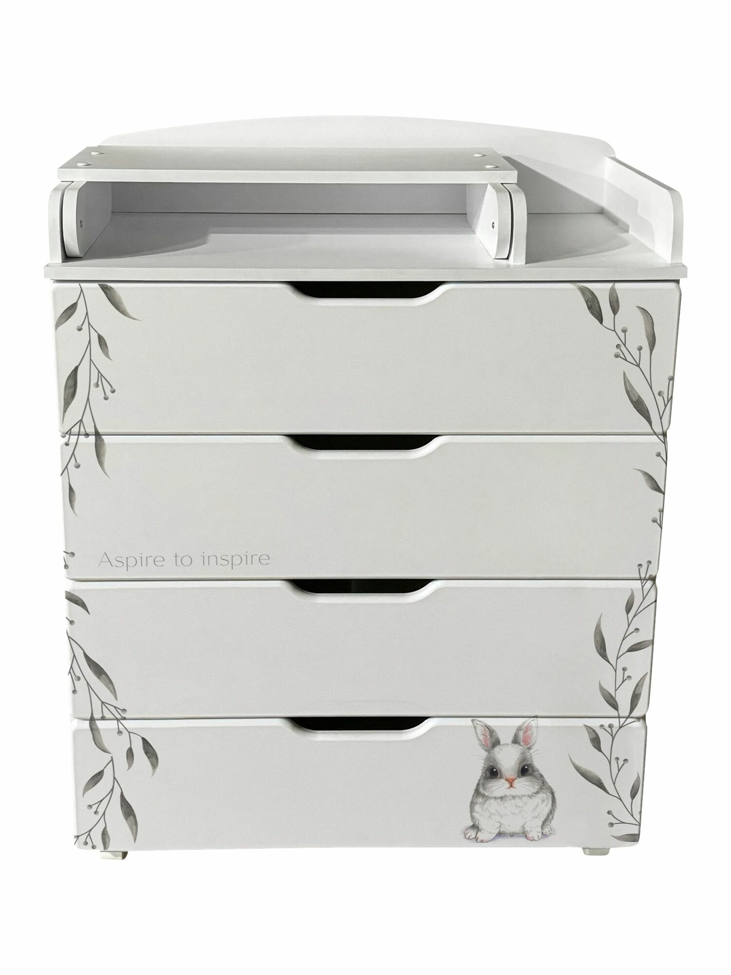 Пеленальный комод для новорожденных Indigo Baby Line 800/4 с 4 ящиками для одежды, ЛДСП, МДФ, зайка