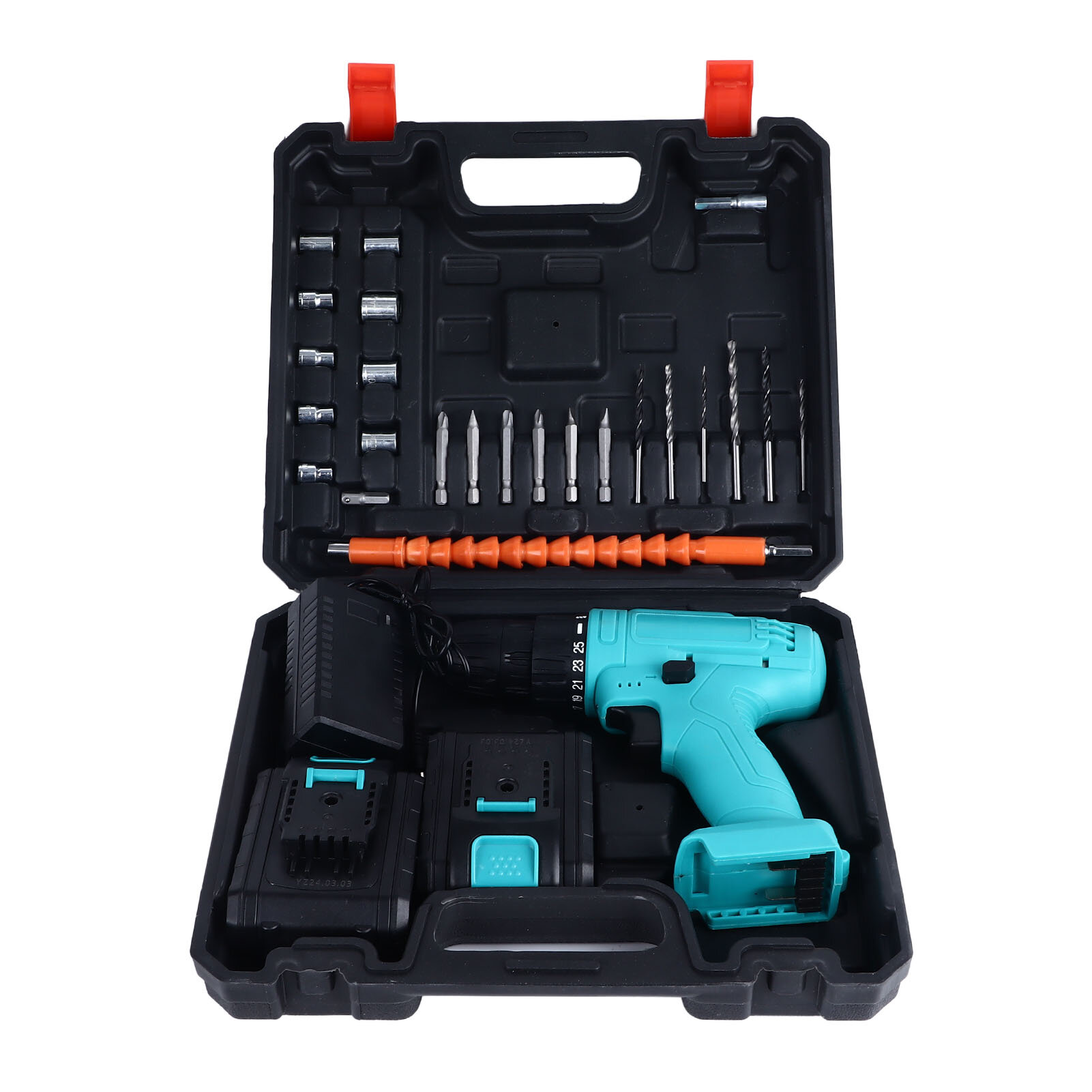 Lithium Electric Drill Rechargeable Handheld Portable Power Tool with 2pcs 21V Batteries