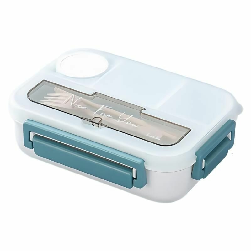 Ланчбокс с вилкой и ложкой, контейнер для еды, для взрослых и детей, прочный, Серый