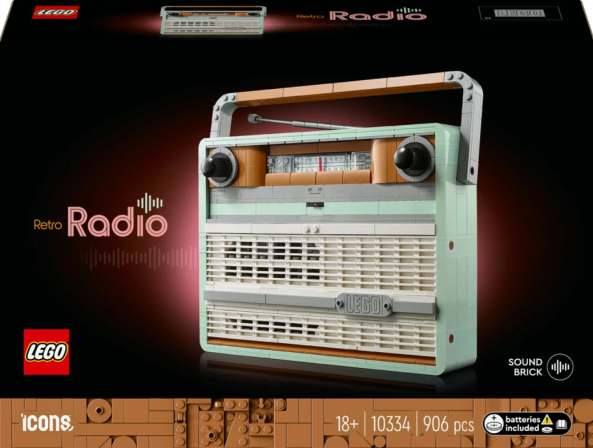 Конструктор LEGO Icons 10334 Retro Radio Винтажное радио, 906 дет, звуковые эффекты, держатель для смартфона