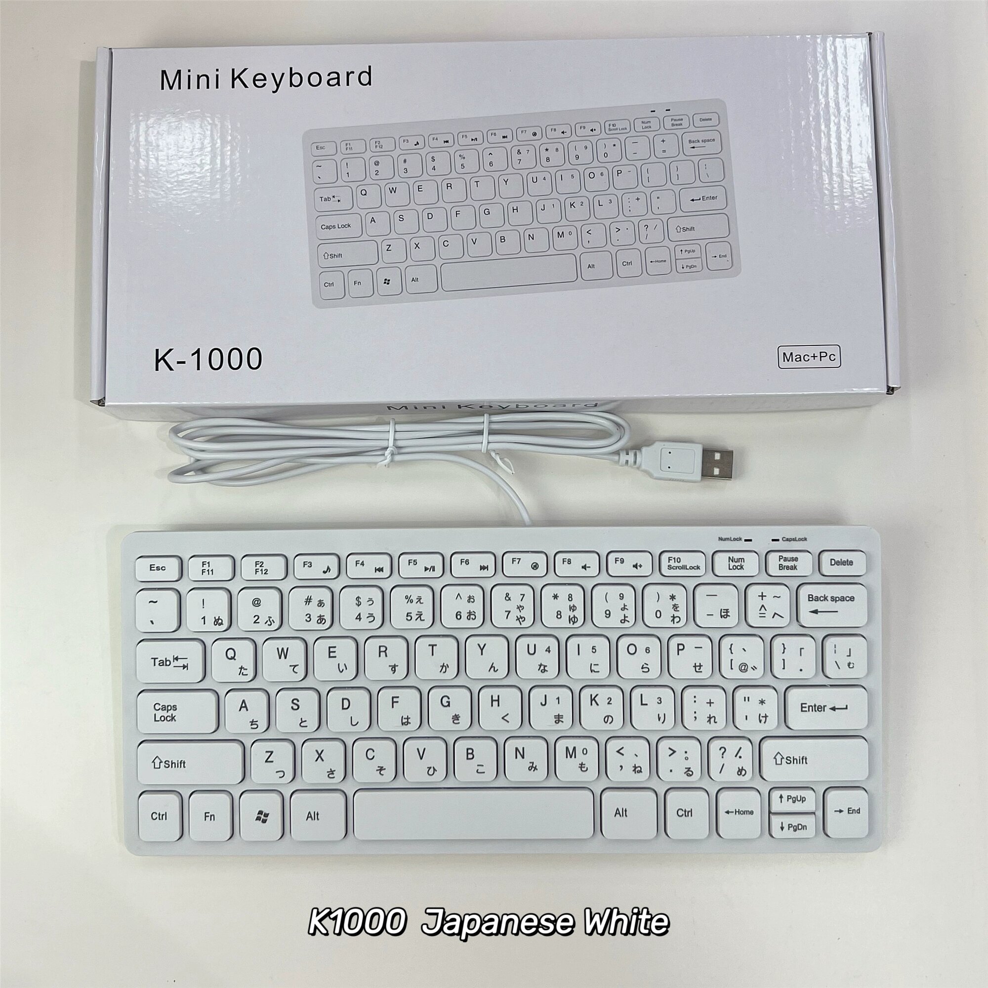 K1000 USB проводная клавиатура с японской раскладкой, белый цвет, совместимая с настольными и ноутбуками