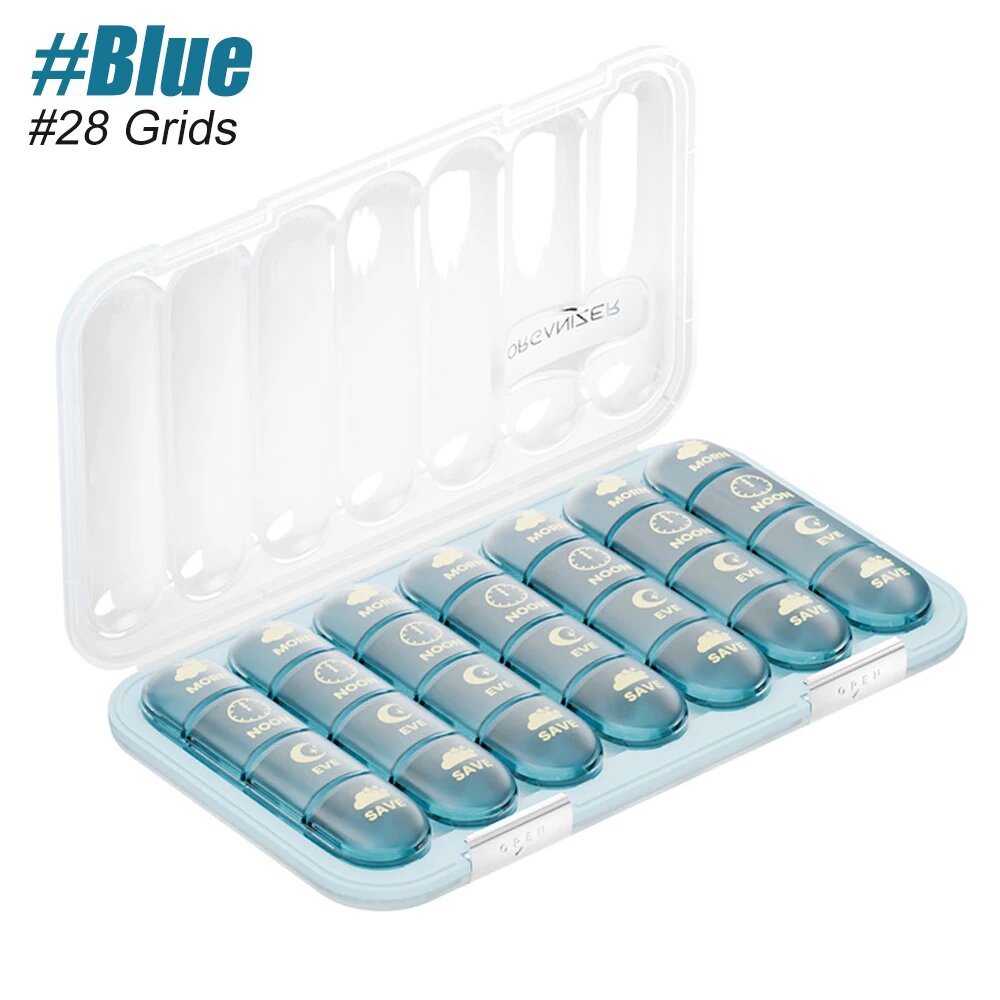 Ежедневный органайзер для таблеток на неделю Blue-28 Grids