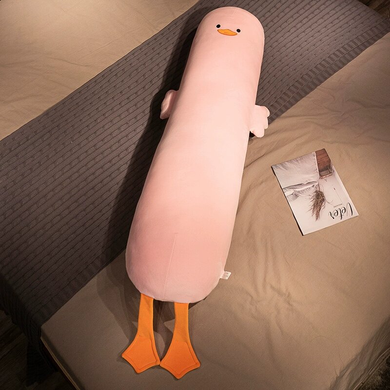 Большая белая подушка-гусь для девочек, мягкая игрушка-обнимашка для мальчиков, плюшевая кукла для кровати, милая.