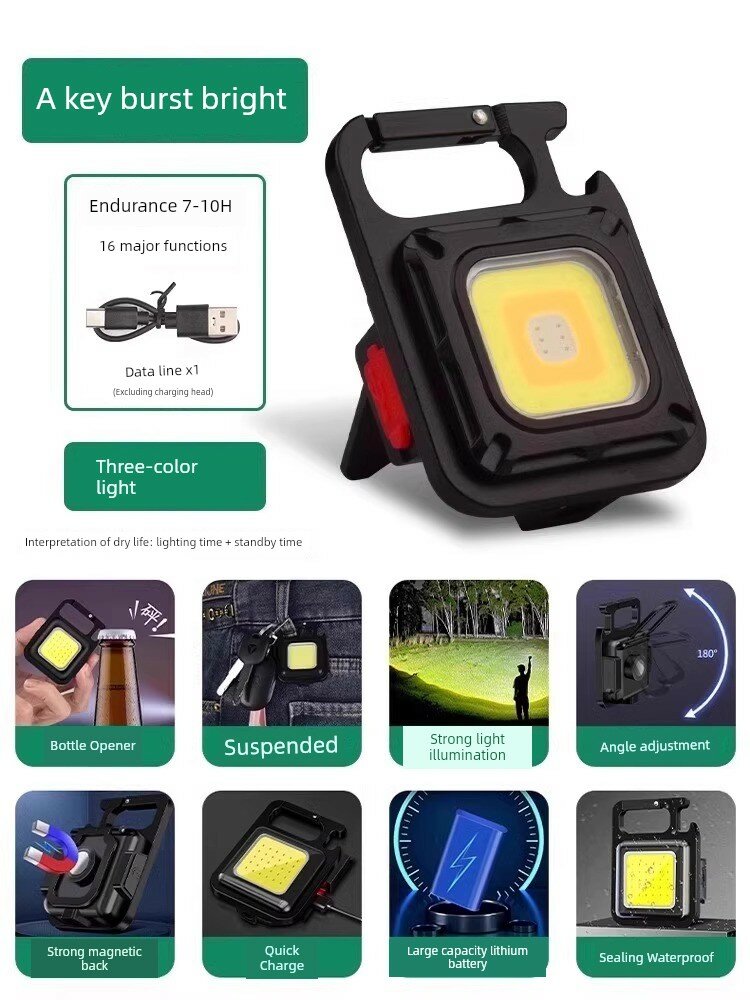 Миниатюрный уличный фонарь-прожектор, сверхъяркий, с магнитом, мощный, для наружного освещения Трехцветная модель [одно